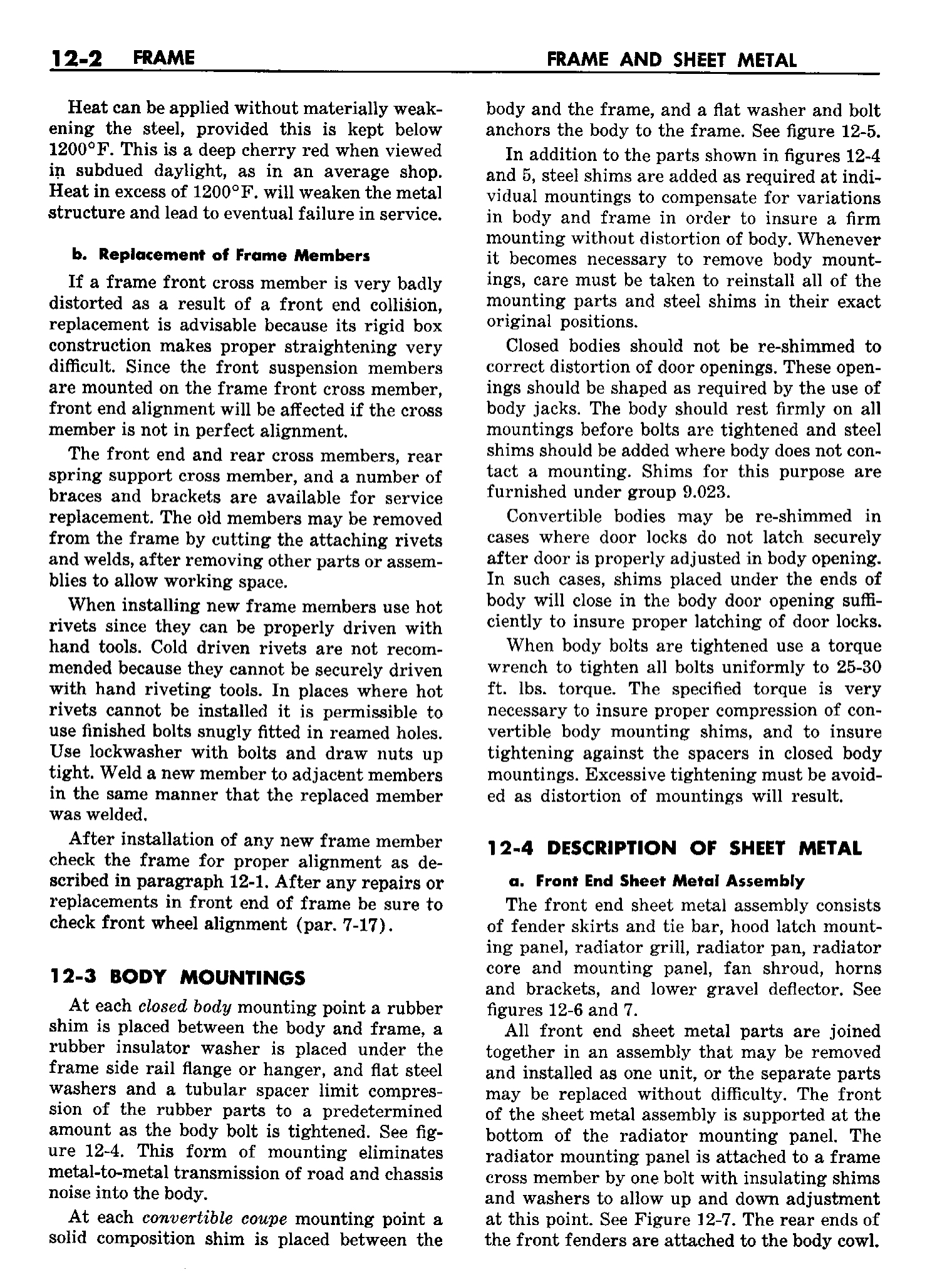 1958 Buick Chassis Service Manual - Frame and Sheet Metal Page 7 of 14